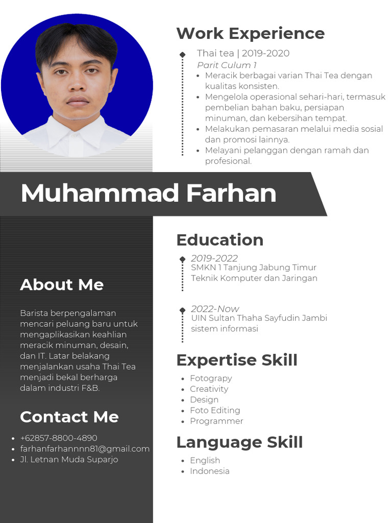 CV Muhammad Farhan | PDF