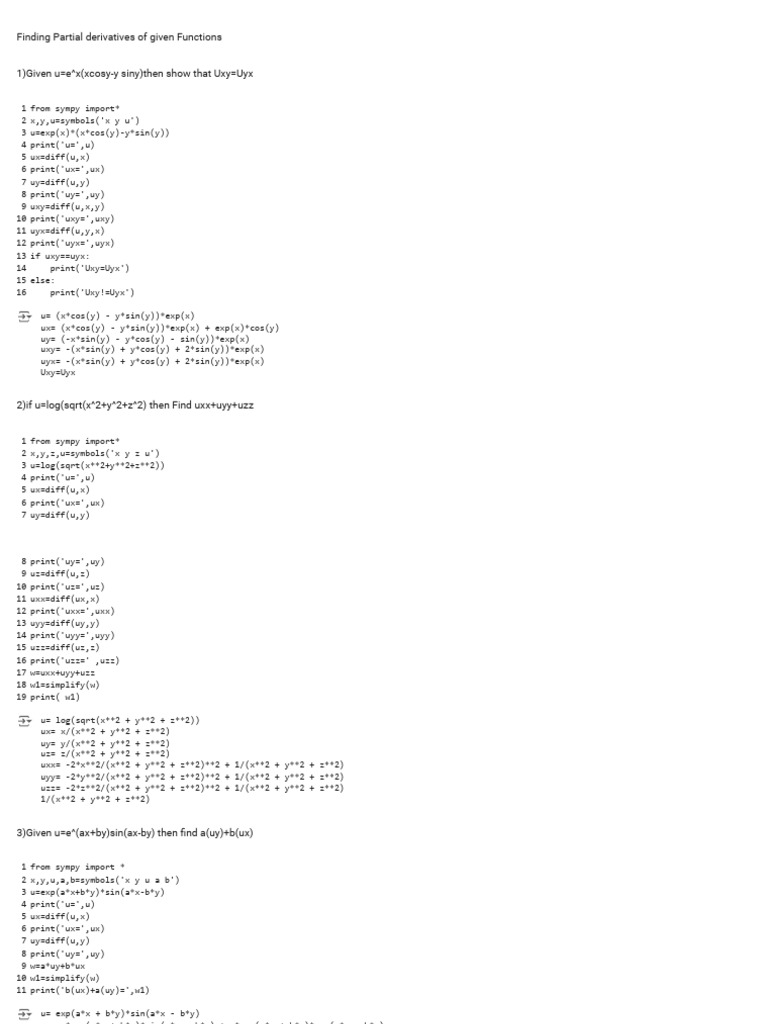 Finding Partial derivatives and Jacobians .ipynb - Colab | PDF | Matrix Theory | Operator Theory