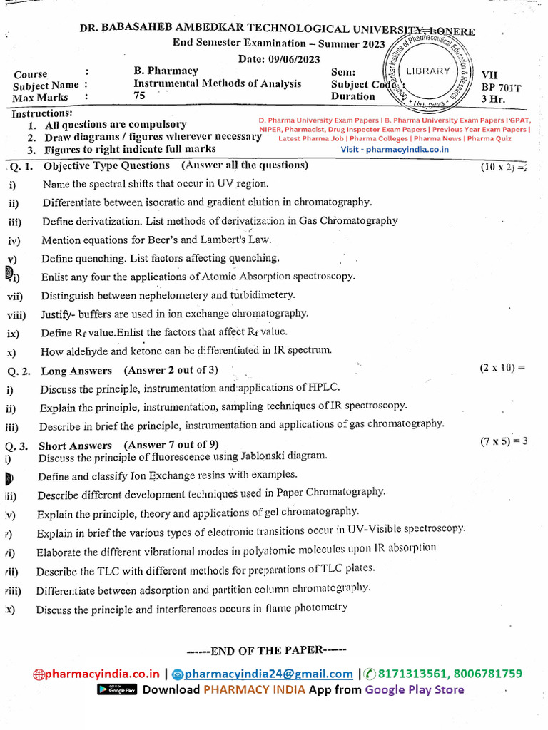 IMA-DBATU-7th-Sem-Summer-2023 | PDF