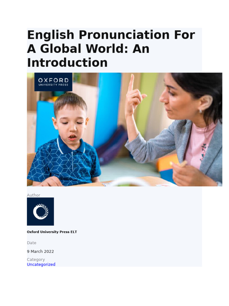 English Pronunciation For A Global World _ An Introduction | PDF ...