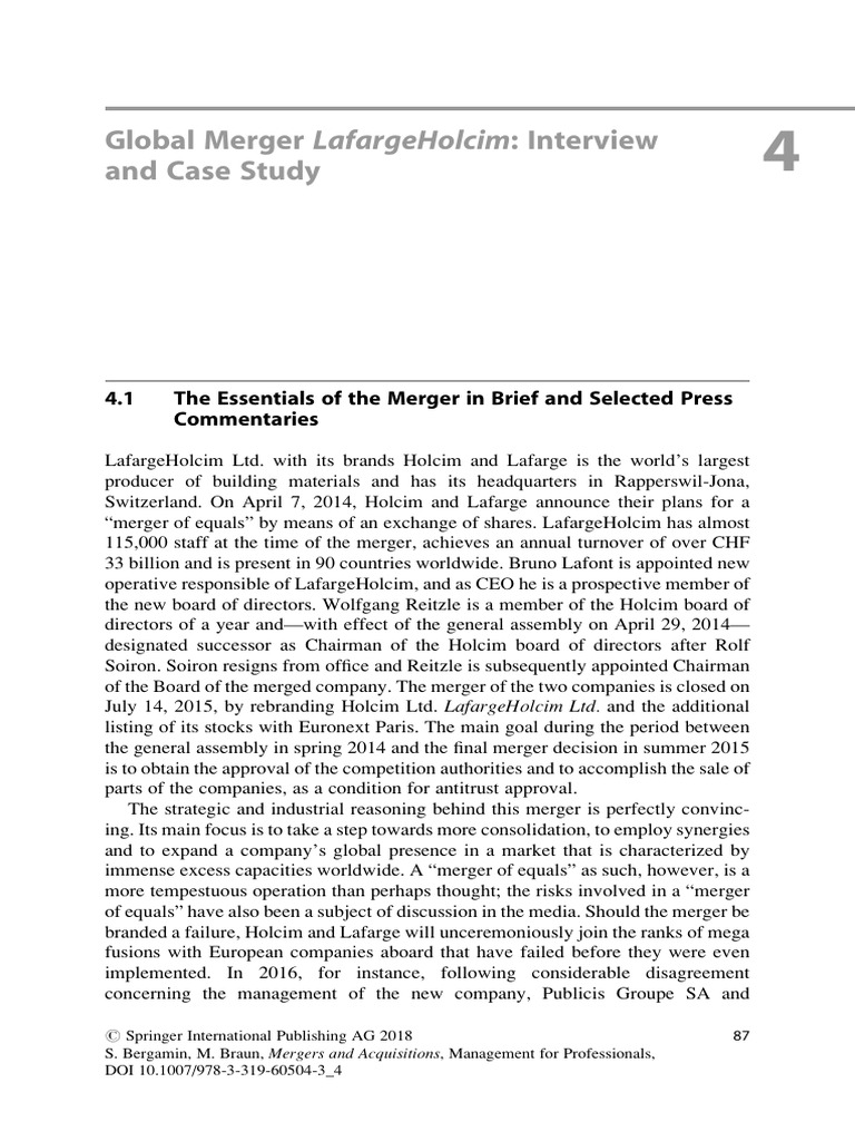 Global Merger LafargeHolcim_Interview and Case Study | PDF | Companies ...