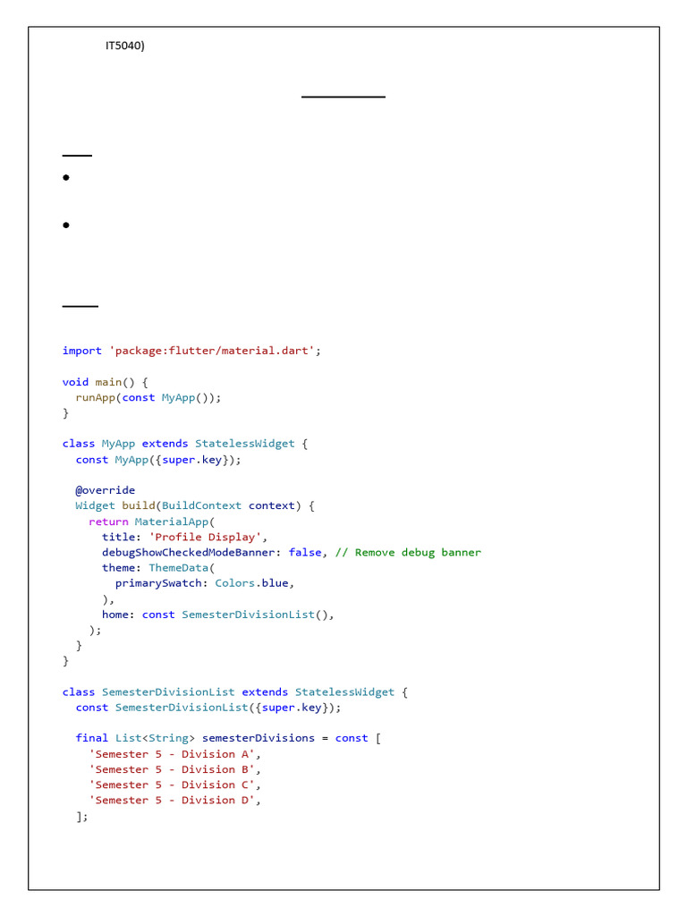 CPMD (Cross Platform MObile Development) Practicals 6-12 | PDF | Computing | Computer Programming