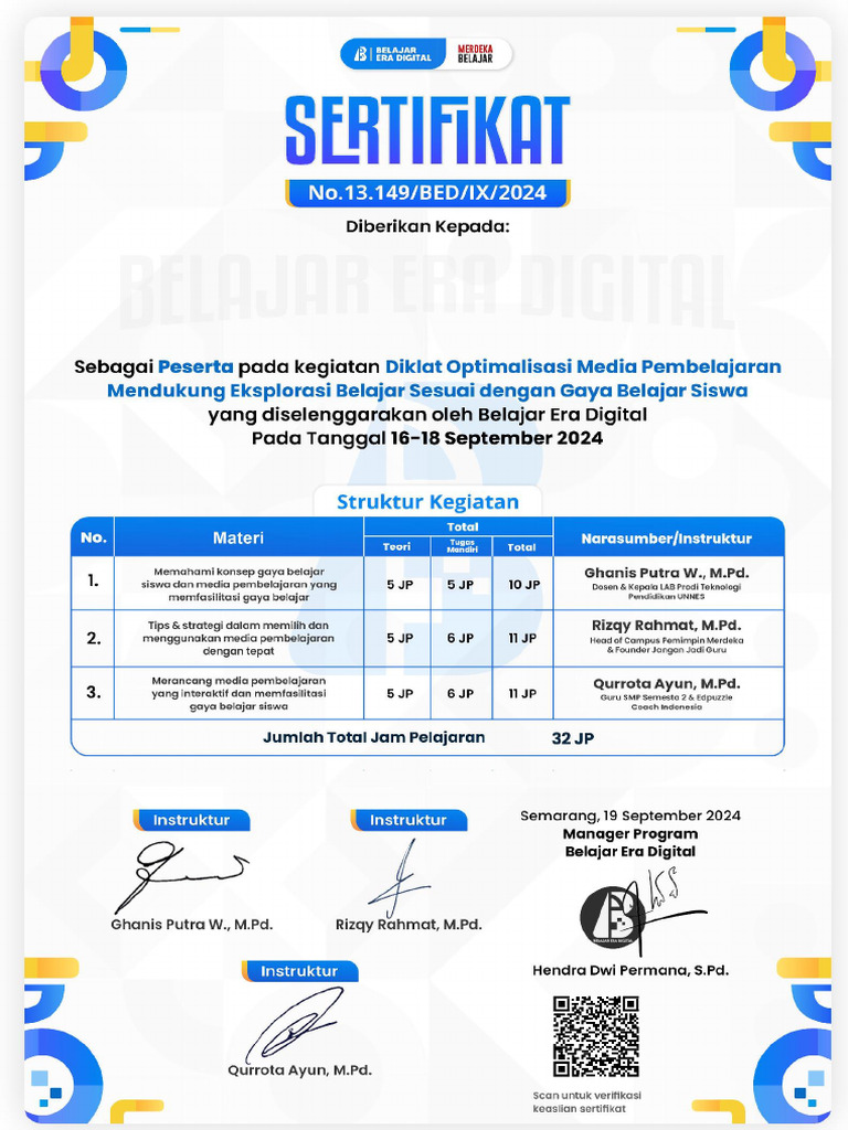 Sertifikat - FADLIL QIRON, S.PD | PDF