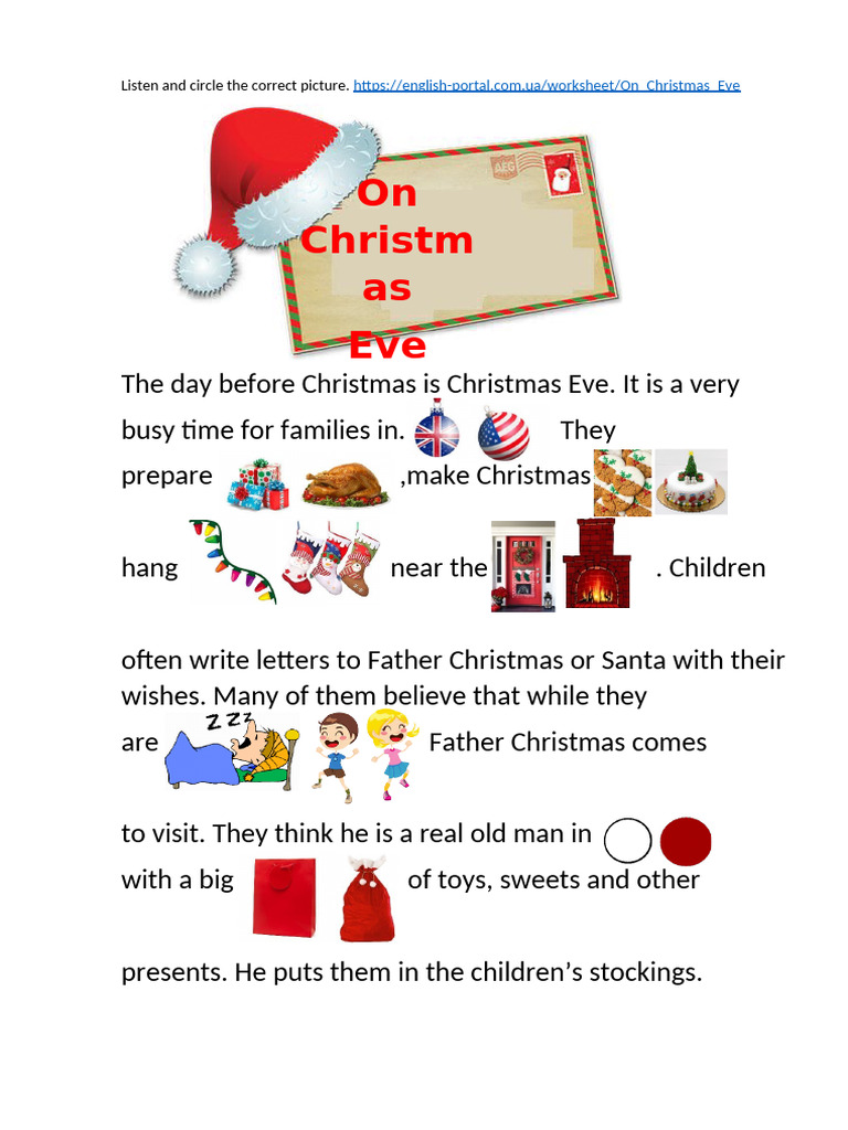 Christmas Eve Listening Activity Worksheet | PDF