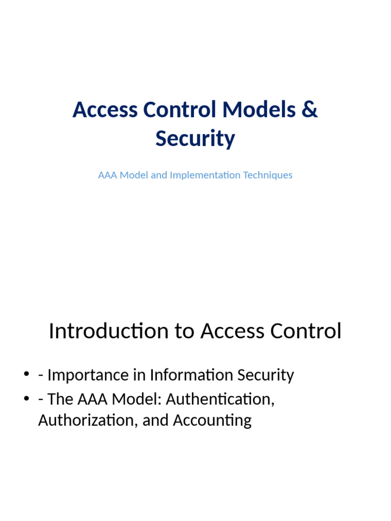 Access Control 15 Slides Presentation | PDF