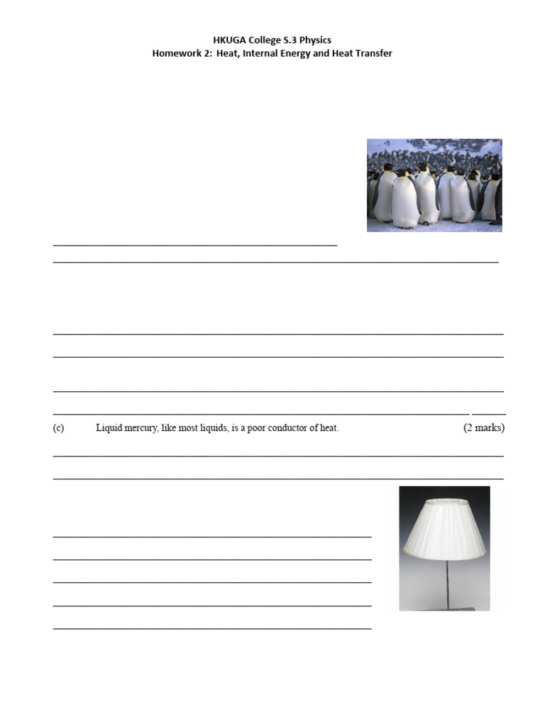 2324 - HW2 - Ch1 - Heat Internal Energy and Heat Transfer (Draft 2) | PDF | Heat Transfer | Heat