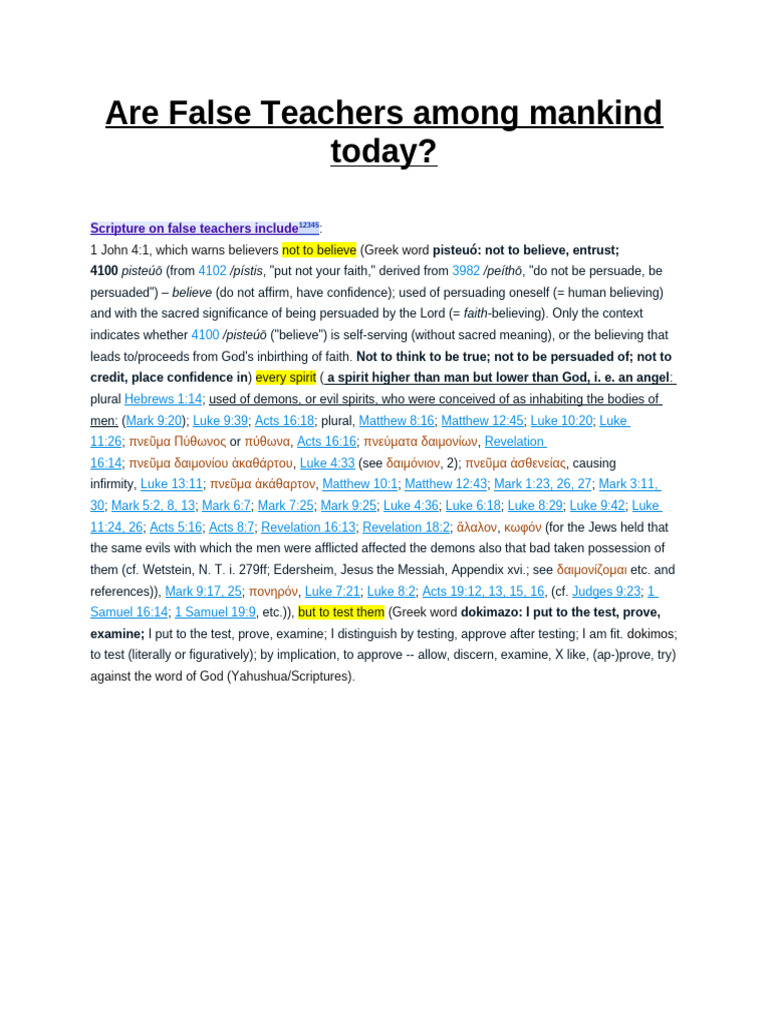 Beware of False Teachers | PDF | Satan | Religious Belief And Doctrine