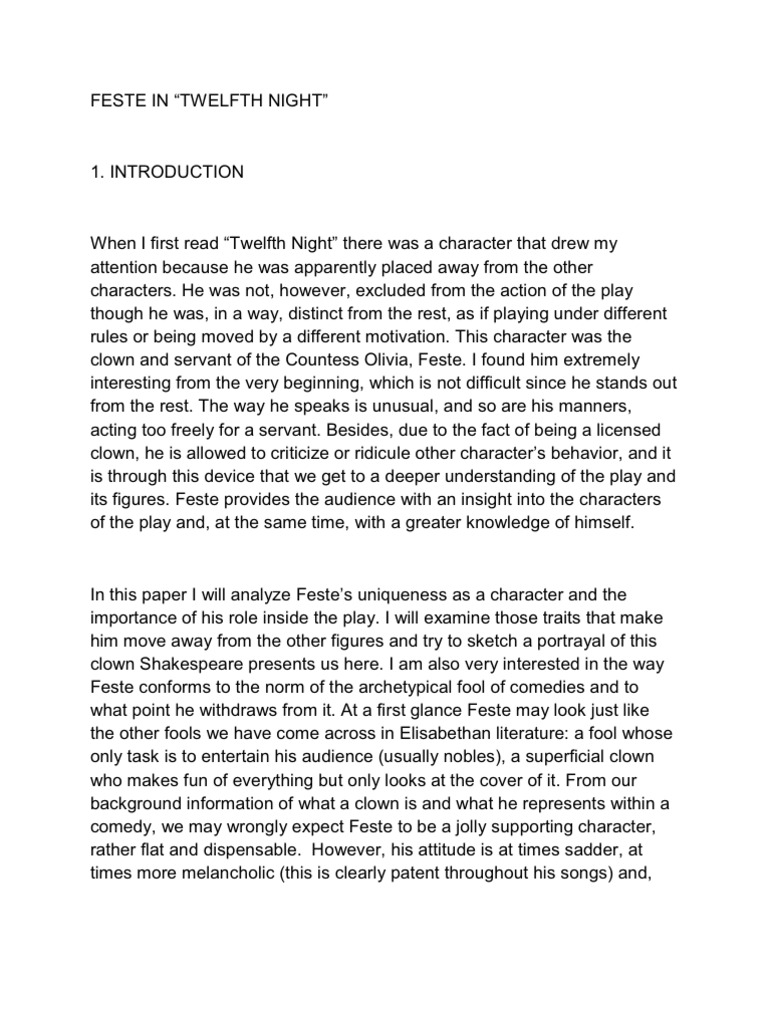 FESTE Witty Character | PDF | Twelfth Night