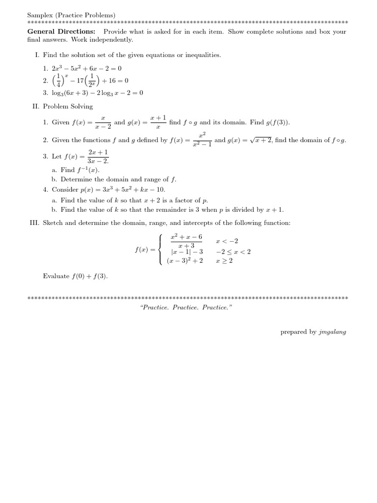 LE2 1_Solution Key for the Practice Problems | PDF | Mathematics | Mathematical Objects