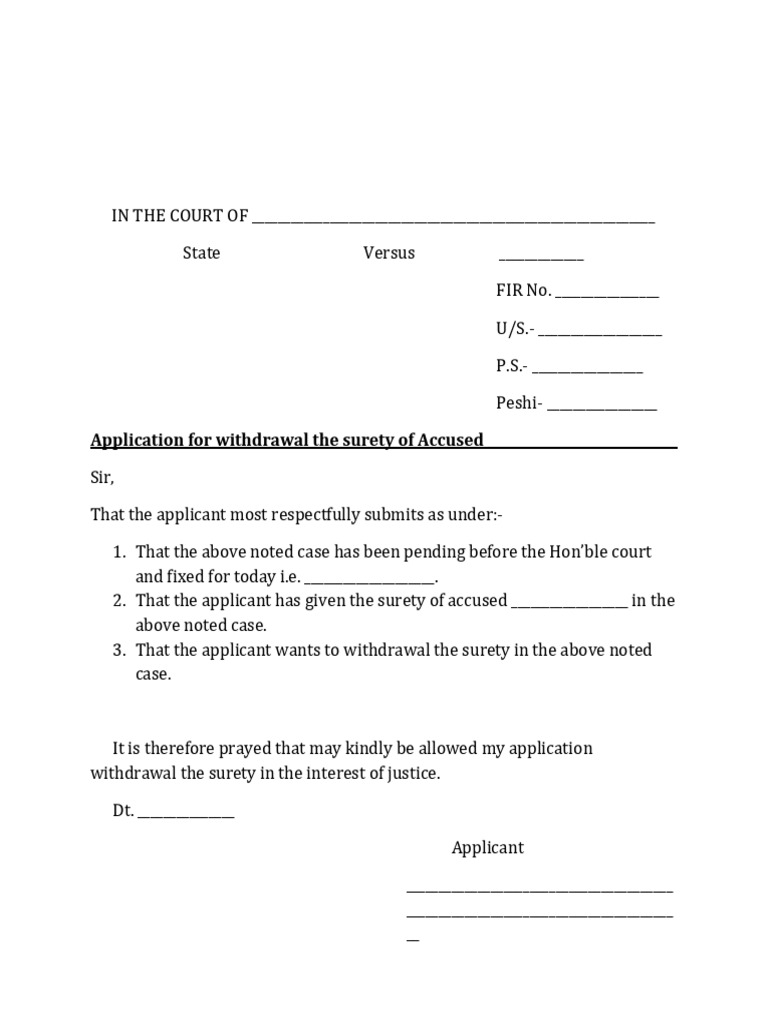 Application For Withdraw The Surety | PDF