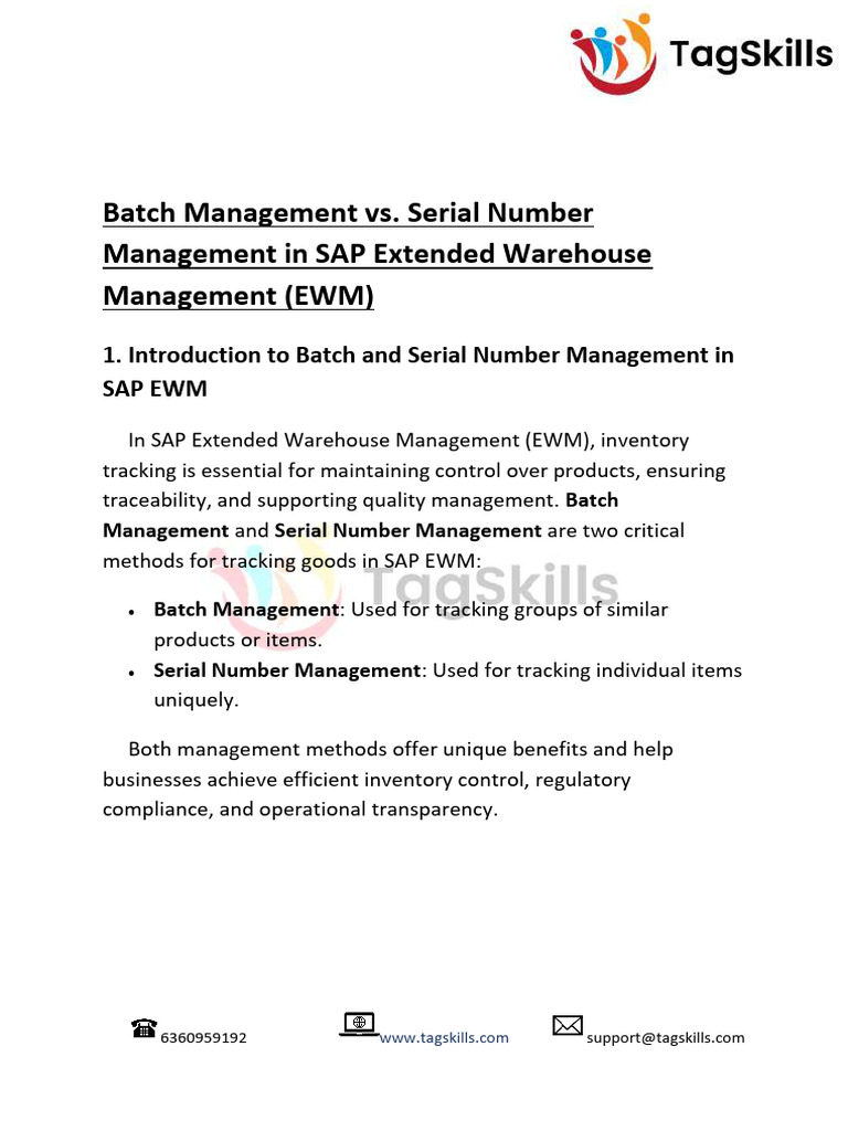 Batch Management Vs Serial Number EWM | PDF | Inventory | Regulatory ...