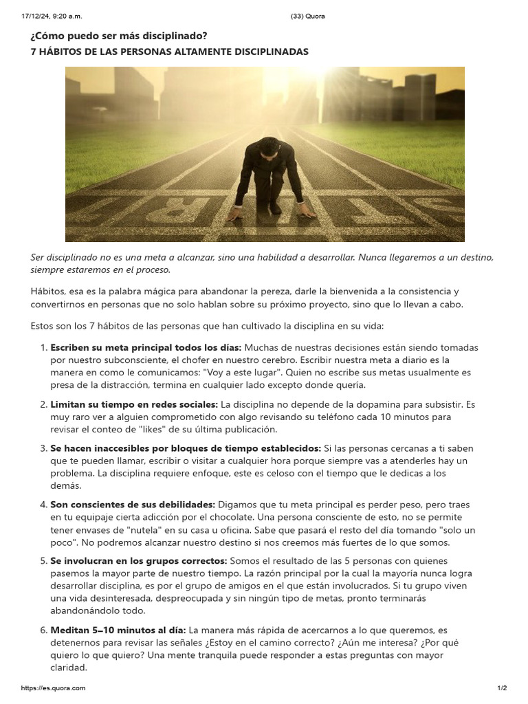 Como Ser Mas Disciplinado | PDF