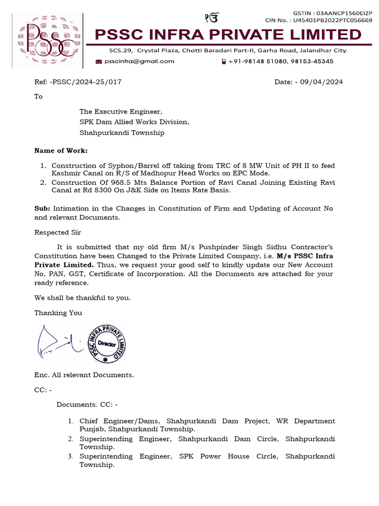 Letter_SPK_9.4.24_PSSC_Infra | PDF | Taxes | Government Finances