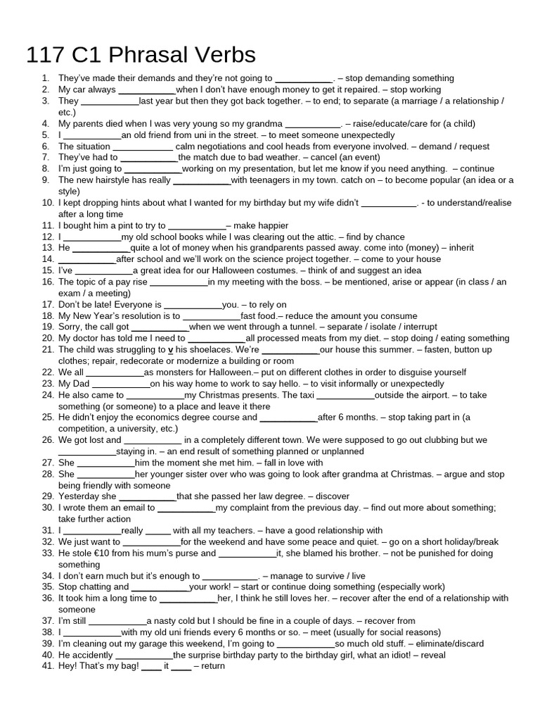 Session 21. 117 C1 Phrasal Verbs | PDF