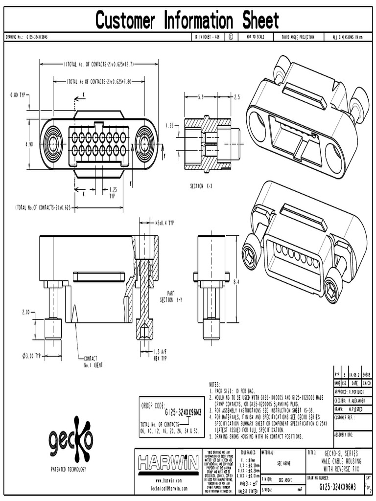 DRG 02822 Technical Drawing Datasheet G125 324XX96M3 PDF | PDF