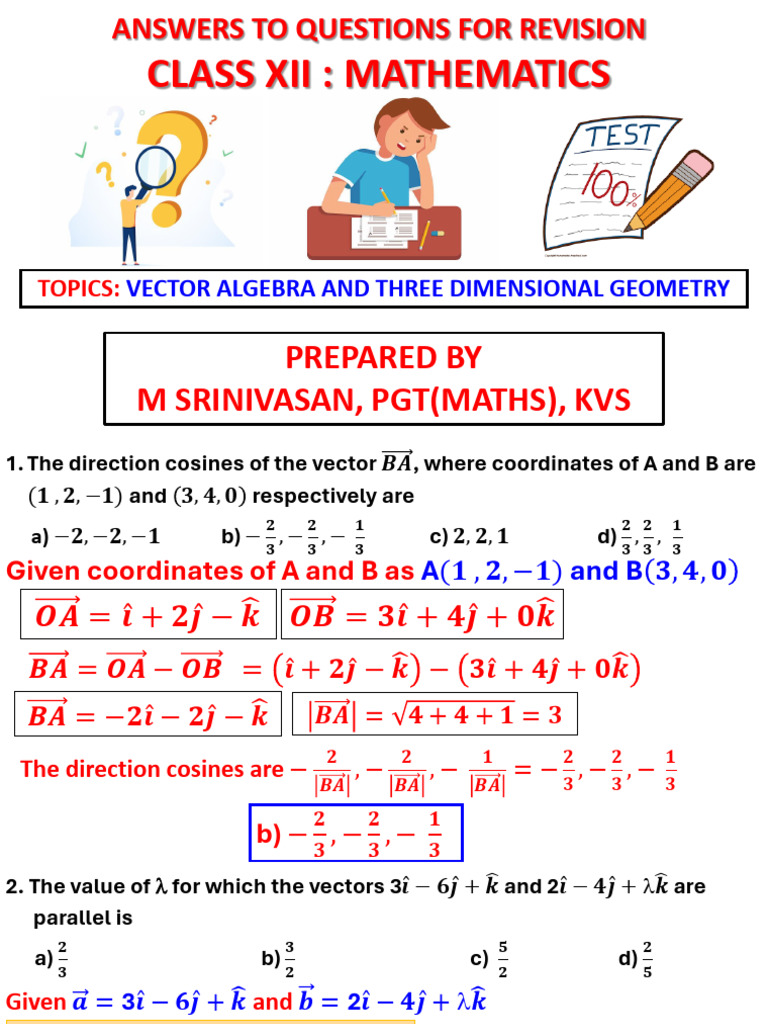 Vector Algebra and 3-D | PDF | Ratio | Euclidean Vector