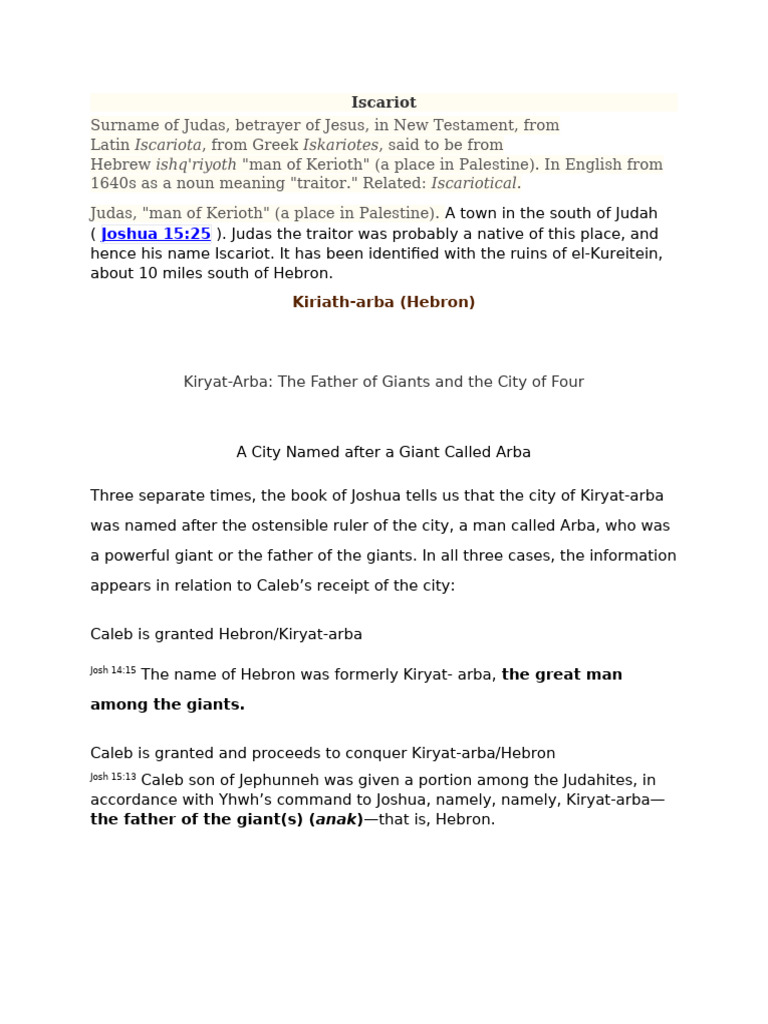 Judas, man of Kerioth a place in Palestine. | PDF | Old Testament Books ...