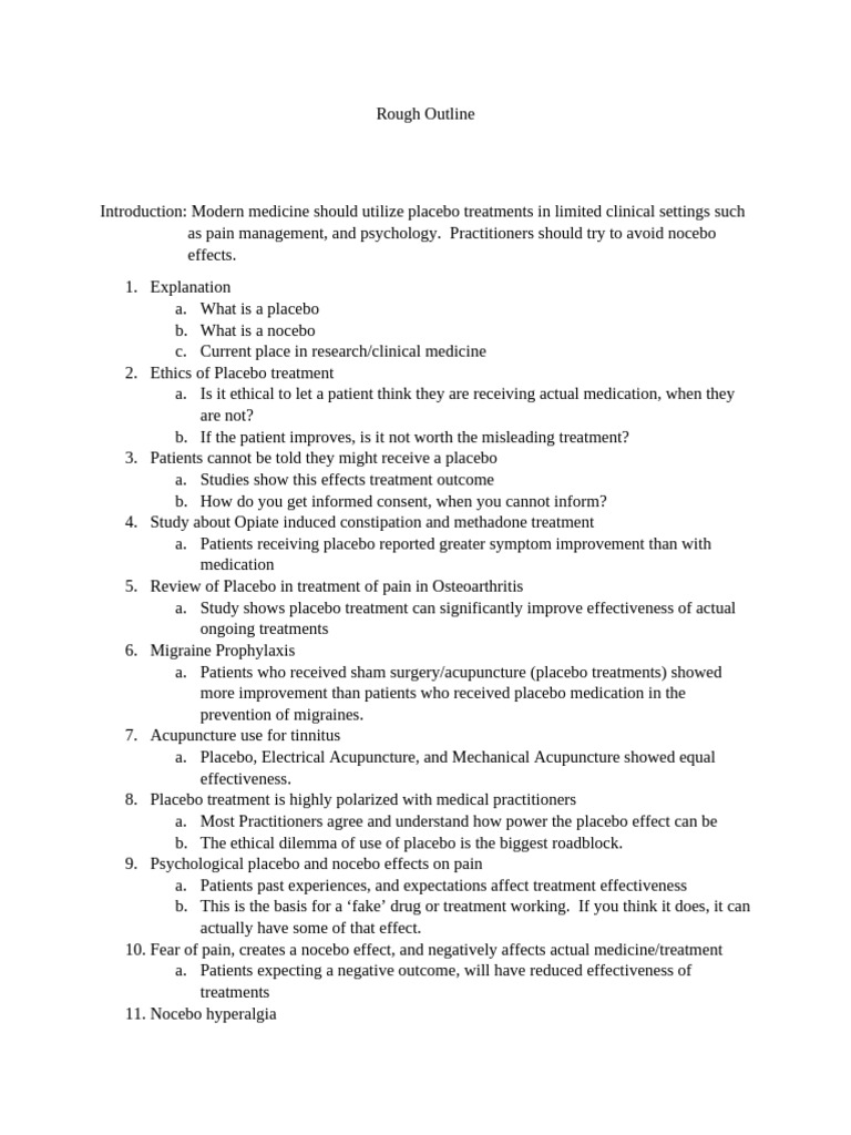 Research Paper Outline Rough Draft | PDF | Placebo | Migraine