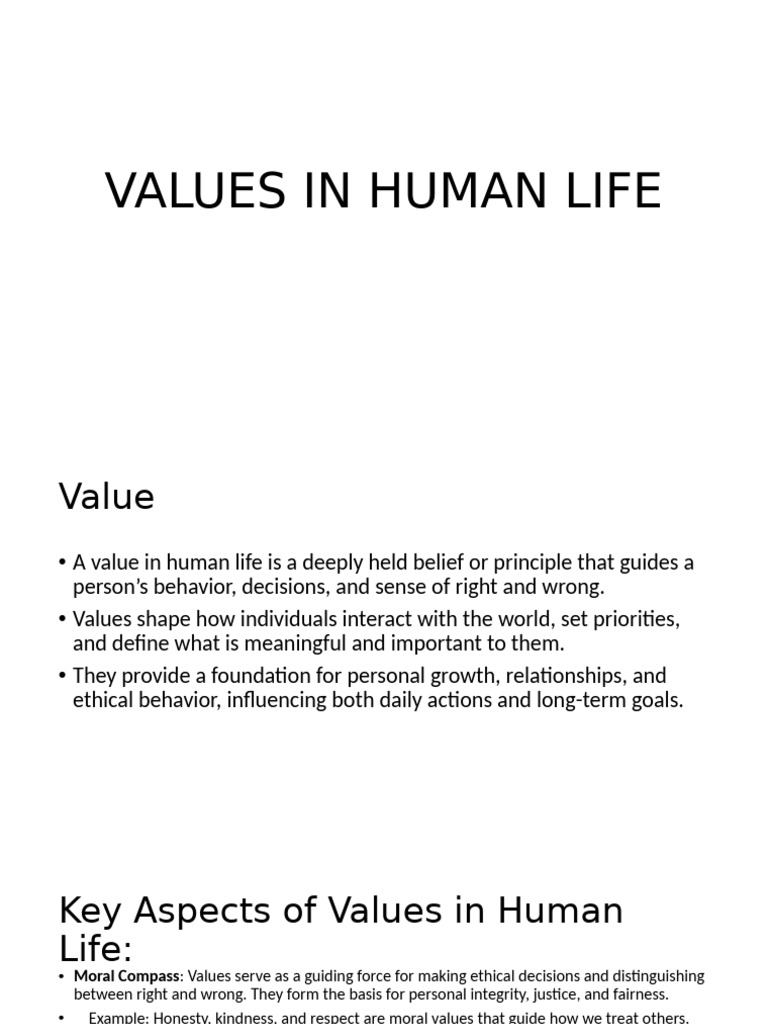 Values in Human Life | PDF | Liberal Arts Education | Social Psychology