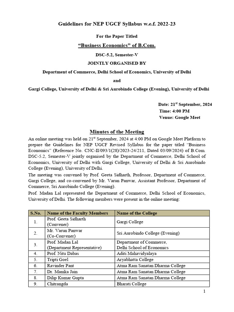 NEP UGCF Business Economics Guidelines | PDF | Elasticity (Economics) | Demand