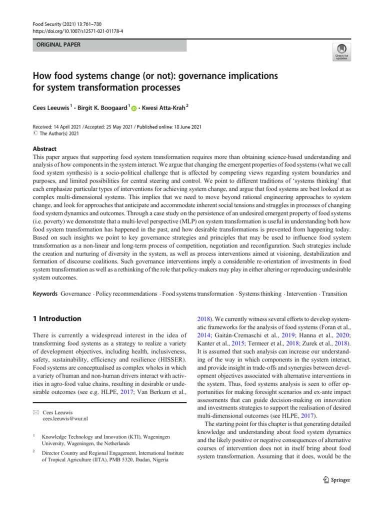 How Food Systems Change or Not Governance Implications For 1gjohy8918 ...