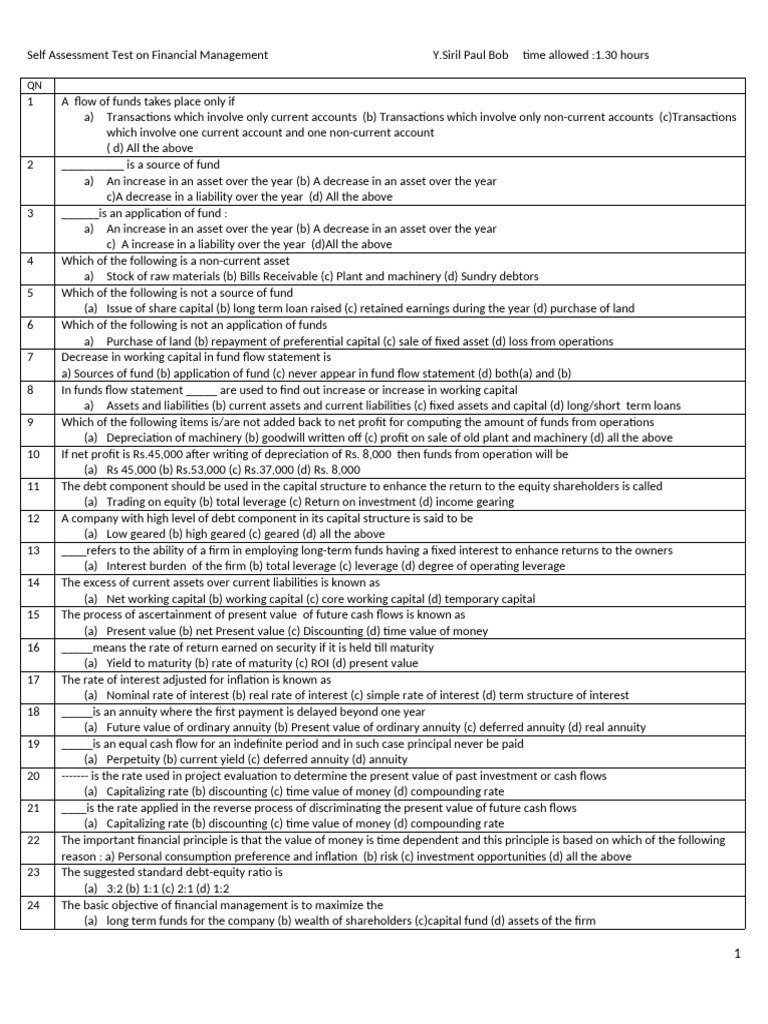 Practise set - FM-1 | PDF | Present Value | Capital Structure