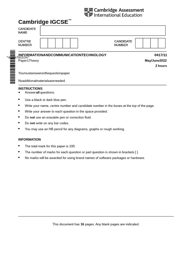 ICT Past Year Paper | PDF | Databases | Computer Hardware