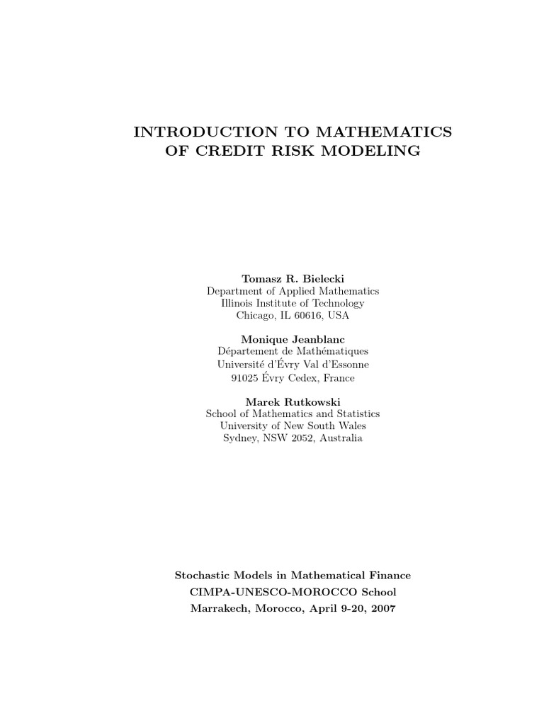 Mathematics of Credit Risk Modeling | PDF | Derivative (Finance) | Credit Derivative