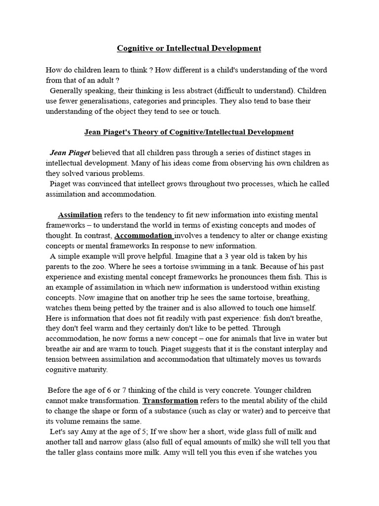 Piaget's Theory of Cognitive_Intellectual Development | PDF | Thought ...