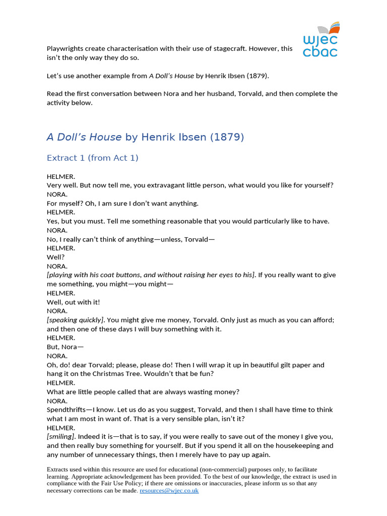 Extract1 Act 1 'A Doll's House' | PDF | A Doll's House