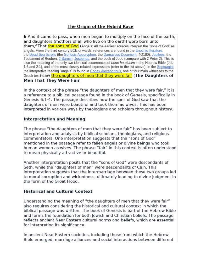 The Origin of The Hybrid Race | PDF | Nephilim | Hero