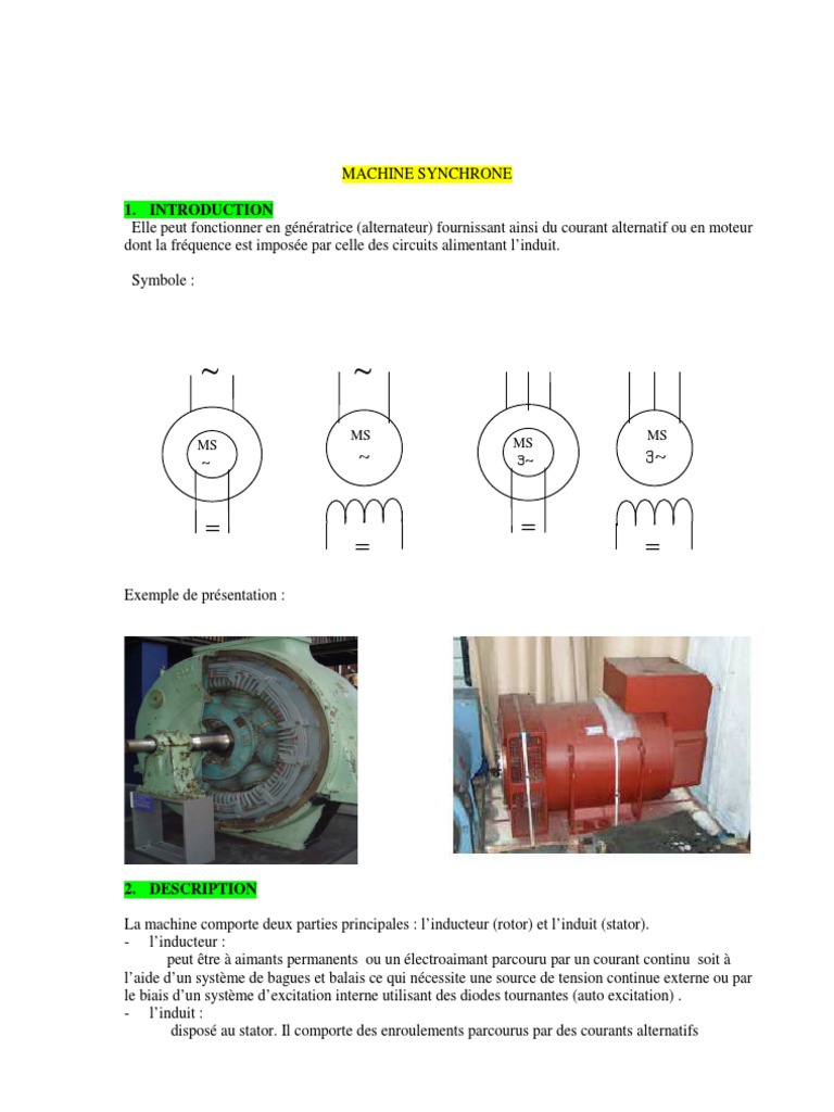 Machine Synchrone Cours TGM | PDF | Générateur électrique | Composant