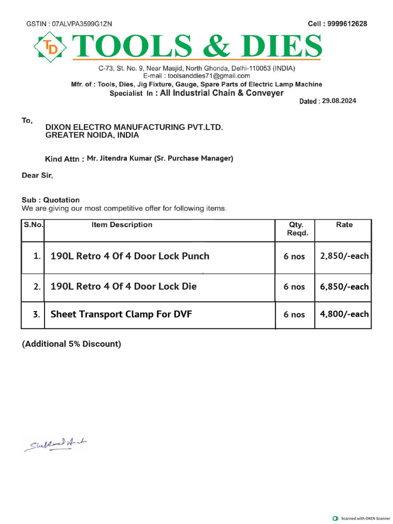 Dixon Quotation | PDF