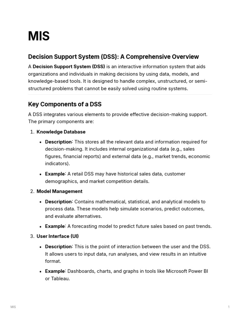 Decision Support System (DSS) : A Comprehensive Overview | PDF | Cloud Computing | Internet & Web