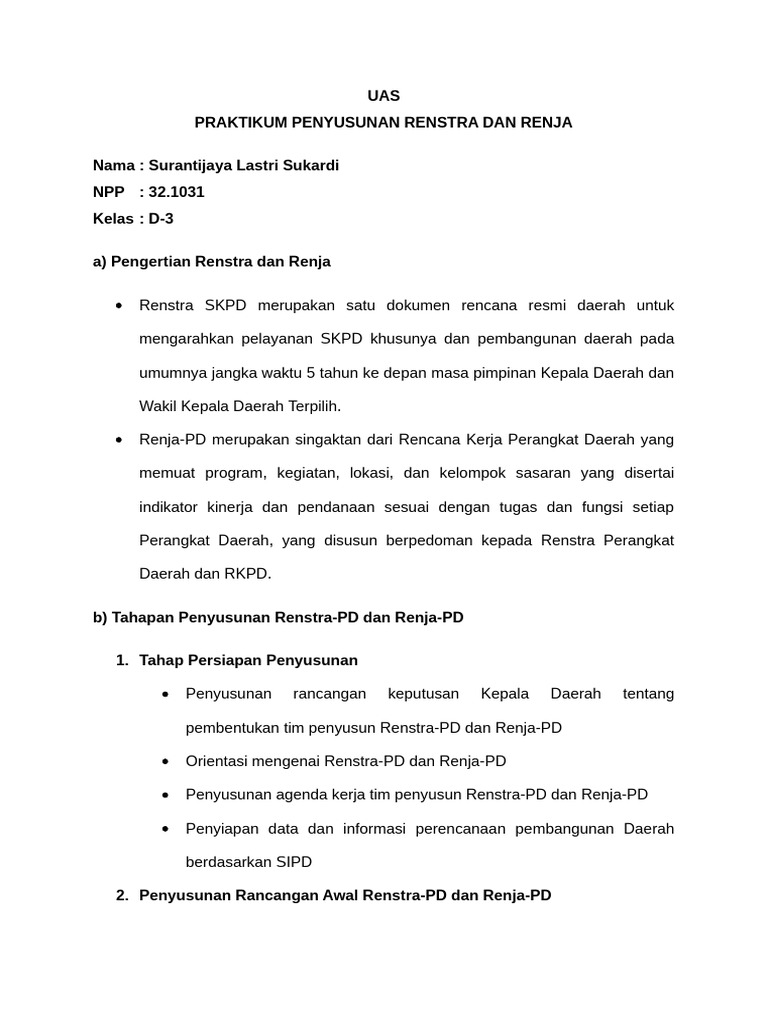 Perbedaan Renstra dan Renja dalam SKPD | PDF