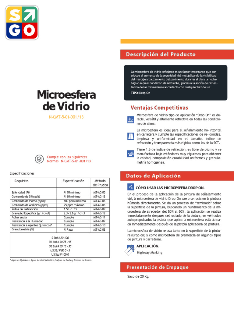Microesfera Hoja Tecnica | PDF | Lentes | Compuestos químicos