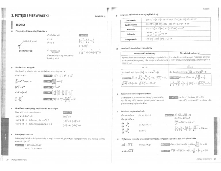 Potęgi I Pierwiastki Teoria | PDF