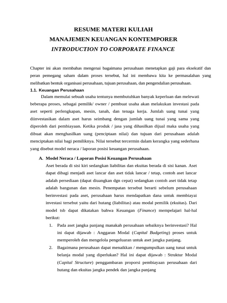 Upload Free_rmk 1 Introduction Corporate Finance | PDF