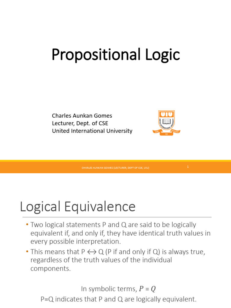 Propositional Logic (Part 3) | PDF | If And Only If | Contradiction