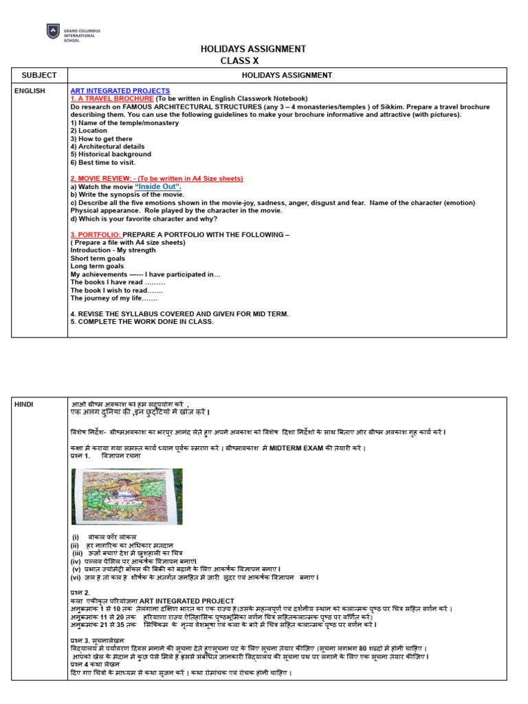 X - Holidays Assignment | PDF | Sustainability