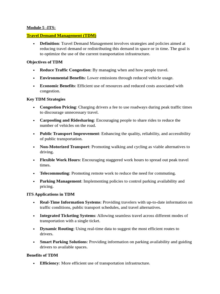 Module 5-ITS, 4th Half-3rd Internal Notes | PDF | Transport | Public ...