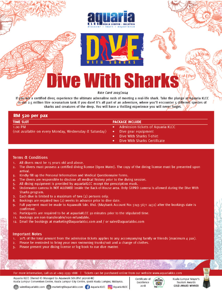 Rate Card 2023 2024 Dive With Sharks | PDF
