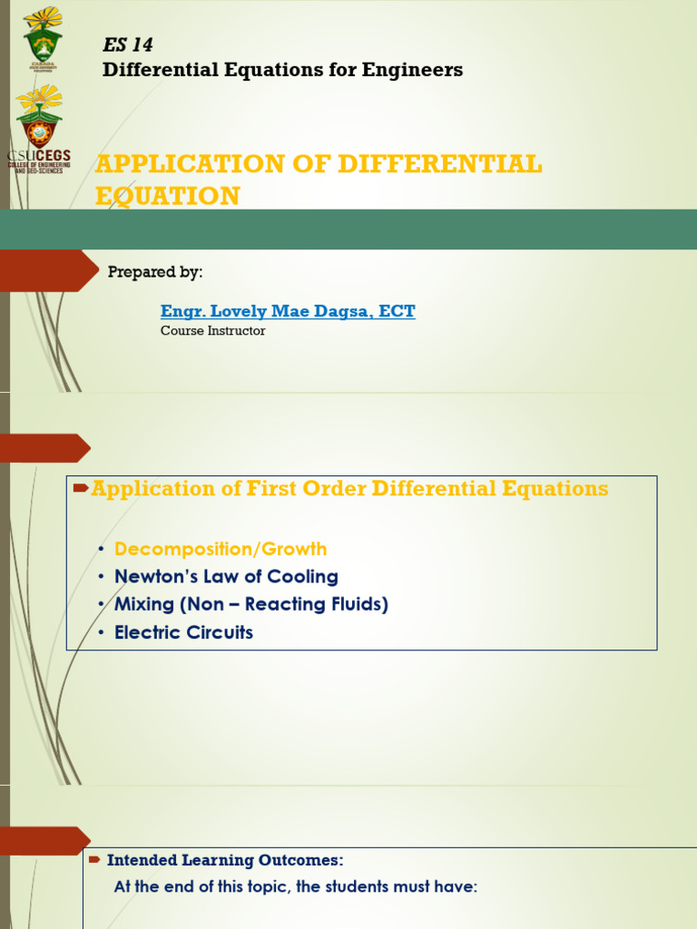 ES 14 VI. Applications of First-Order DE Part I v2 | PDF | Differential ...