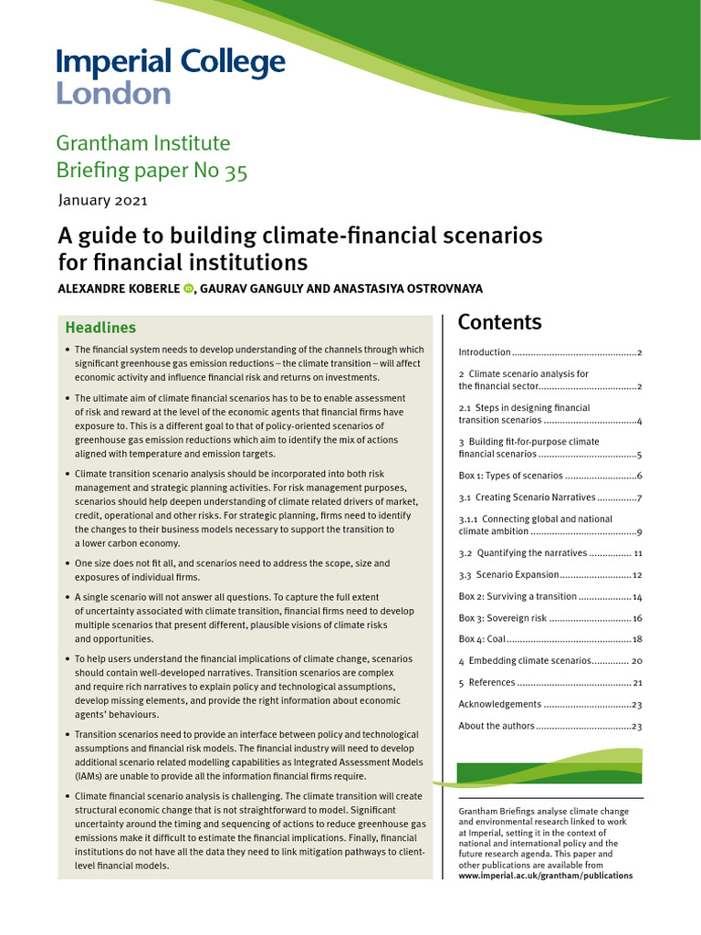 A-Guide-To-Building-Climate-Financial Scenarios | PDF | Risk | Climate ...