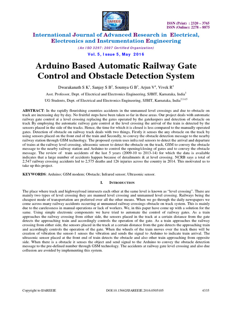 Arduino Based Automatic Railway Gate Con | PDF | Servomechanism | Sensor