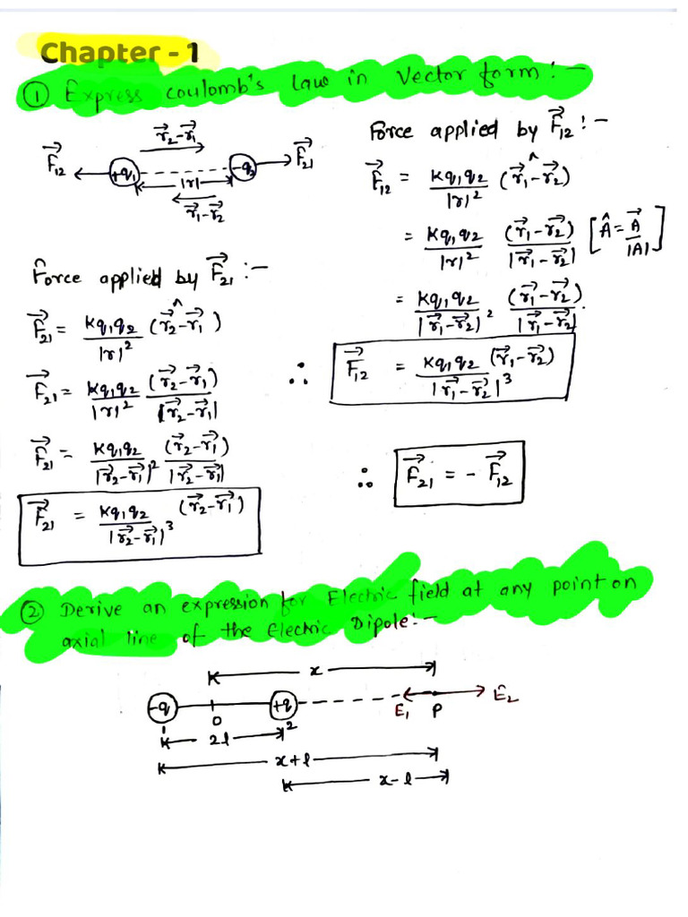 Important Derivations of Chapter 1 and 2 (Part-1) | PDF