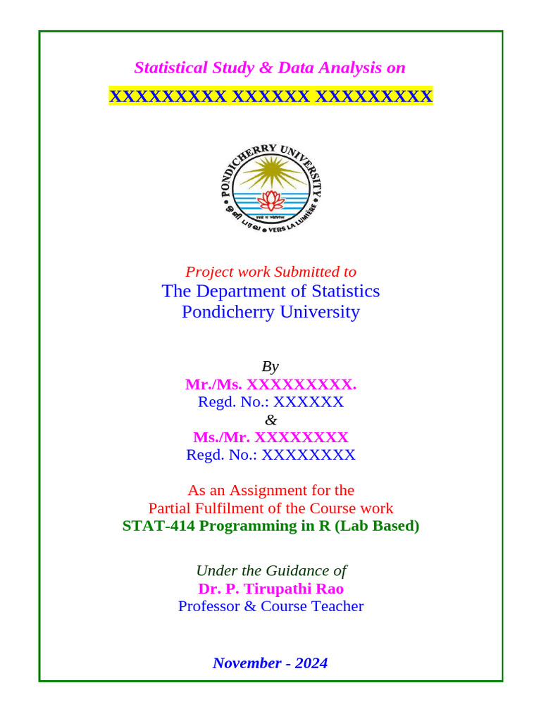 Cover Page of Project work (1) | PDF