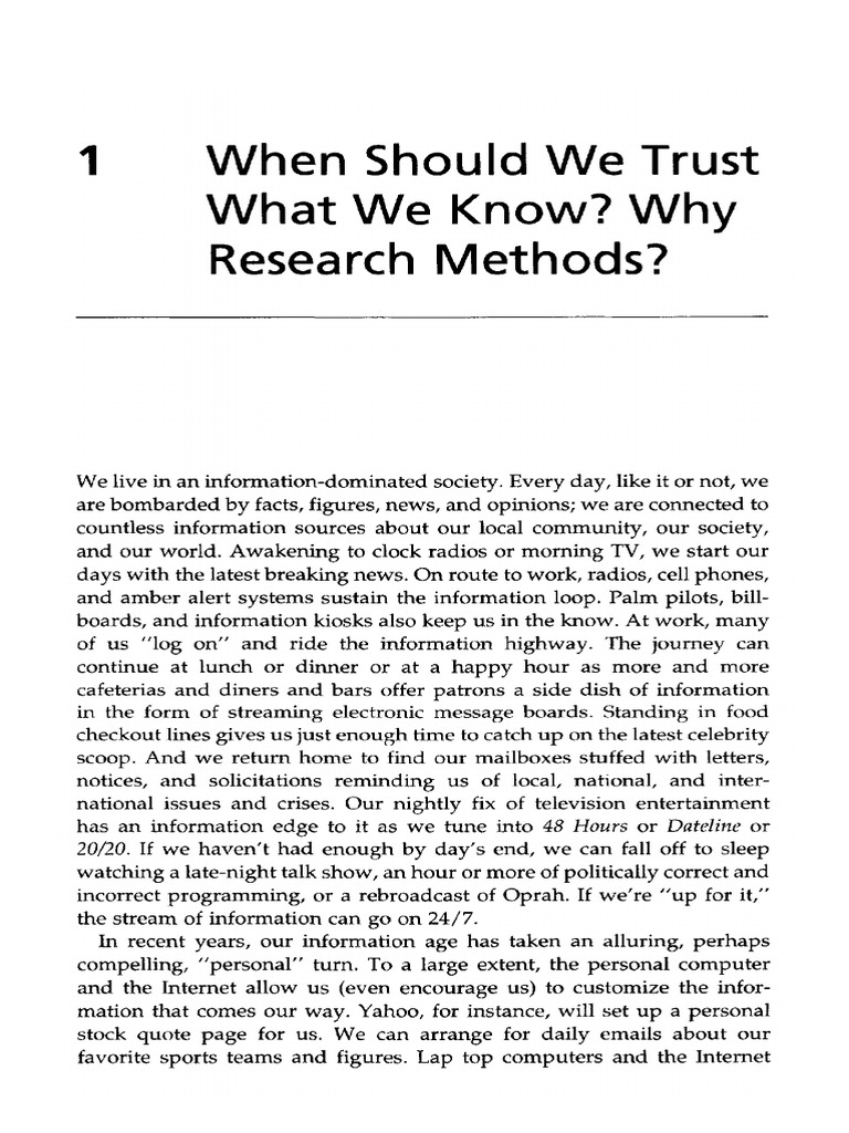 1-When Should We Trust What We Know - Why Research Methods | PDF ...