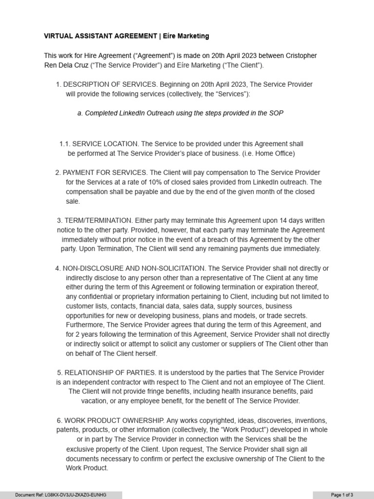 VA Contract Agreement - LinkedIn - Cristopher-1 | PDF | Employment ...