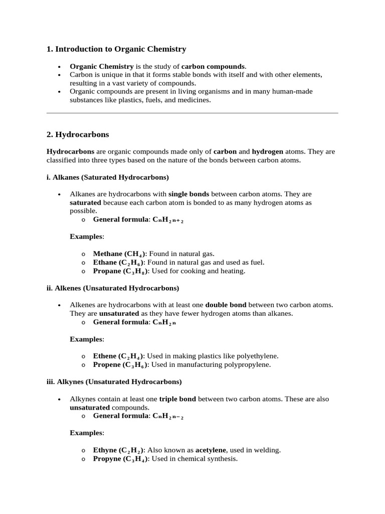 Organic Chemistry Basics Explained | PDF | Hydrocarbons | Carboxylic Acid